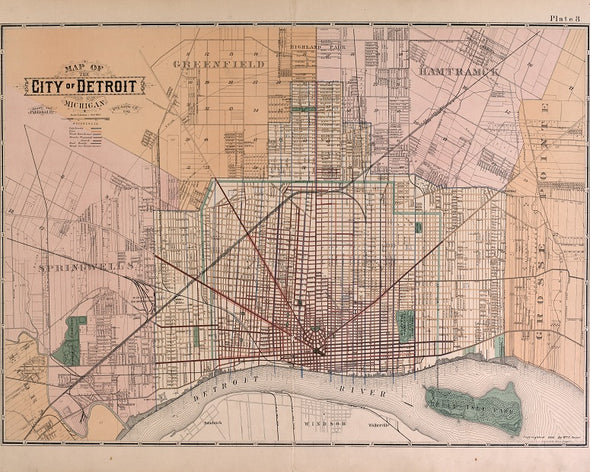 1893 Map of Detroit Print – Shop City Merch