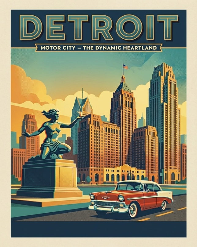 1950s Detroit Travel Poster Print – Shop City Merch