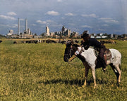 Cowboy with the Dallas Skyline 1945 Color Print – Shop City Merch