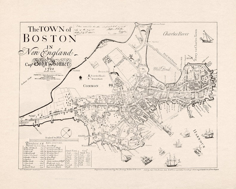 1722 Map of the town of Boston Print – Shop City Merch